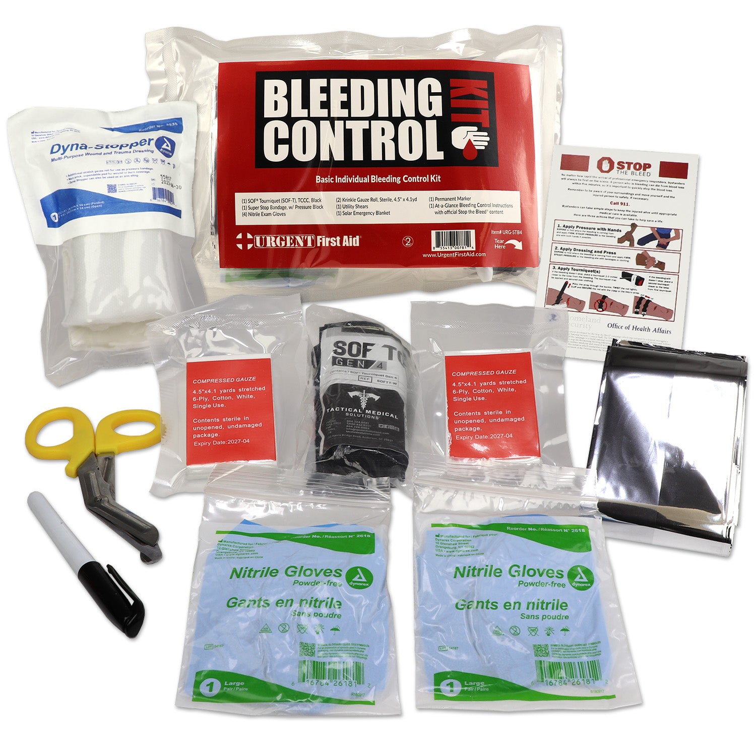 Basic Individual Bleeding Control Kit, Vacuum Bag – Urgent First Aid®